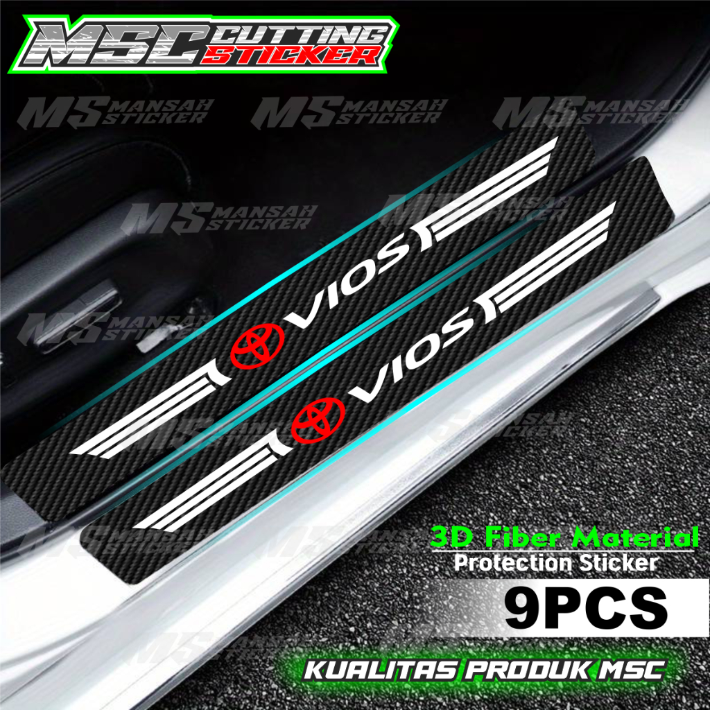 Jual Stiker Pelindung Pijakan Lantai Pintu Mobil Vios 9pcs / Carbon ...