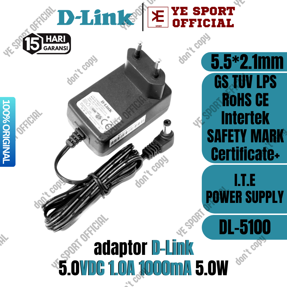 Jual Adaptor D-Link 5V 1.0A 1000mA 5Watt 5.0 W Original Dlink Switch ...