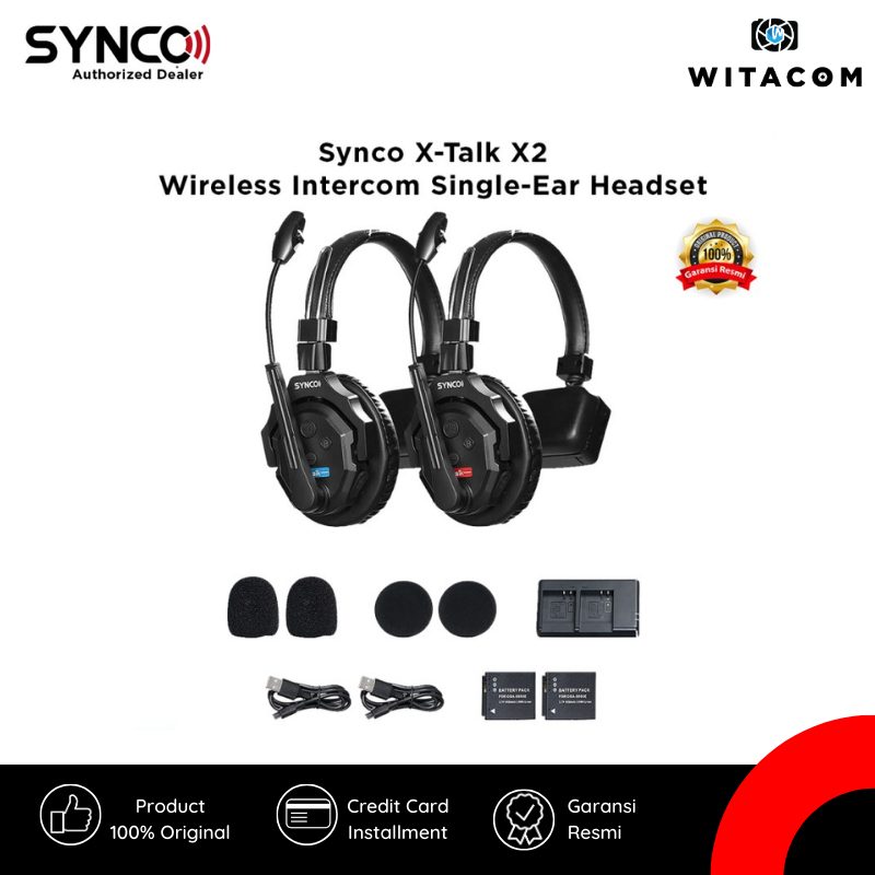 Jual Synco X-Talk X2 Wireless Intercom System with 2 Single-Ear Headsets XTalk Nirkabel Interkom ...