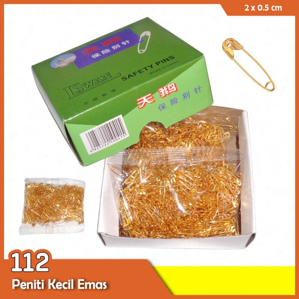 Jual 1 Dus peniti Kecil emas Safety Pins ISWAN gold 2 cm | Shopee Indonesia