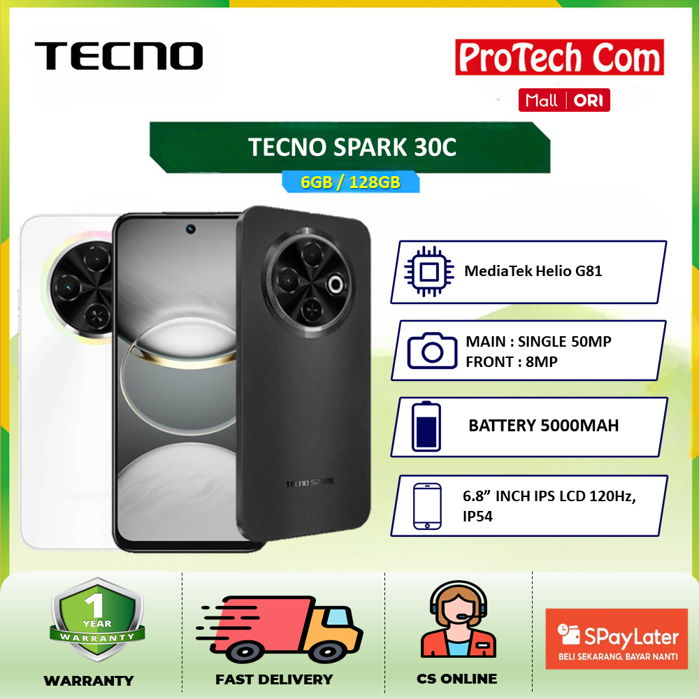 Jual TECNO SPARK 30C– 6GB+6GB+128GB, 120Hz Display, Sony 48M Camera ...
