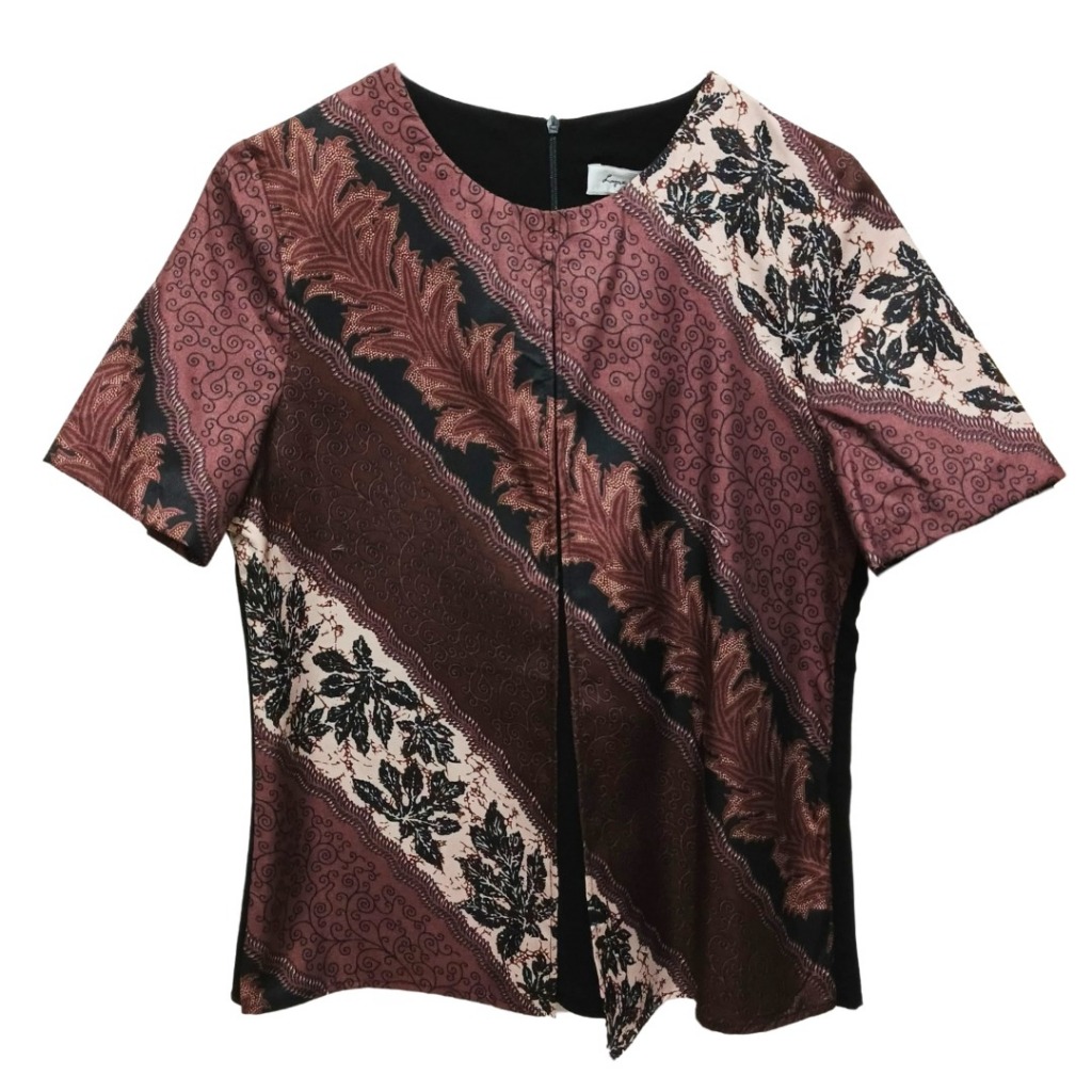 Jual Lyne Halim Blouse Batik Kombinasi Hitam , 7639 | Shopee Indonesia