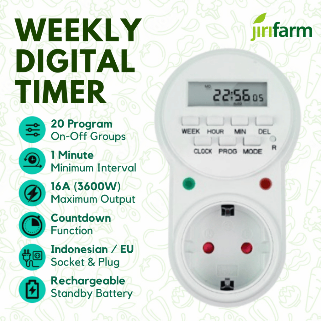 Jual JIRIFARM - Programmable Weekly Digital Timer Plug Socket Switch Timer Stop Kontak 20 ...