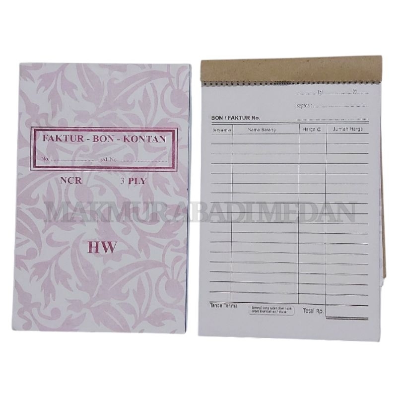 Jual (1Pcs) Bon Faktur Rangkap 3 Ply Kecil HW Buku Nota Faktur Bon Kontan Tegak Miring | Shopee ...