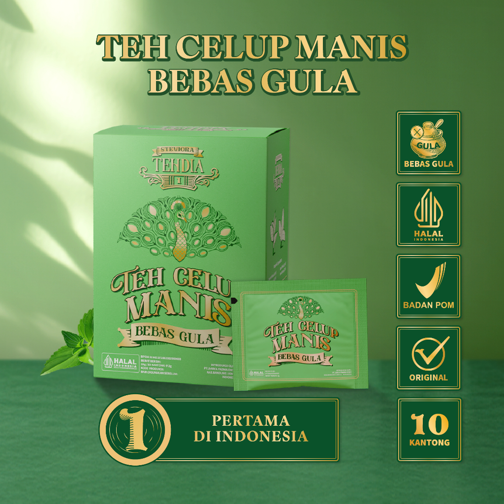 Jual TEHDIA Teh Celup Manis Bebas Gula 10s – Manis Stevia 0 Kalori ...