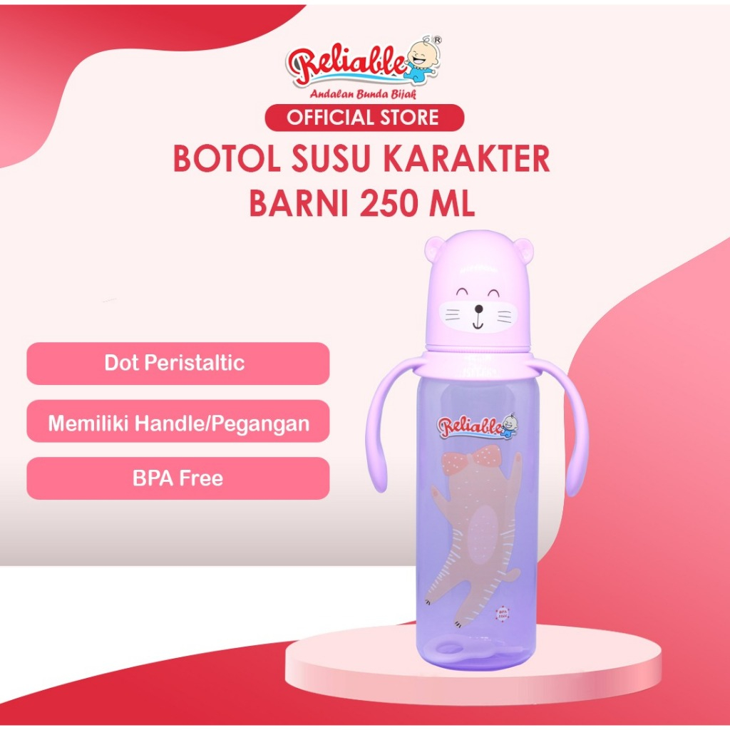 Jual Reliable Botol Susu Bayi Gagang Karakter Barni 250 ml | Shopee ...