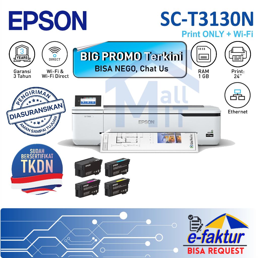 Jual MALLIT EPSON Printer Surecolor SC-T3130N Epson T3130 T3130N SCT3130N Tanpa Kaki Garansi ...