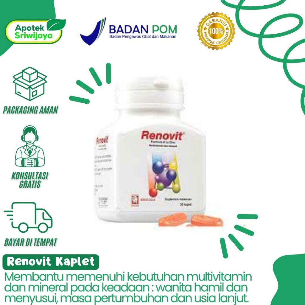 Jual Renovit Kaplet Multivitamin dan Mineral isi 30 kaplet | Shopee ...