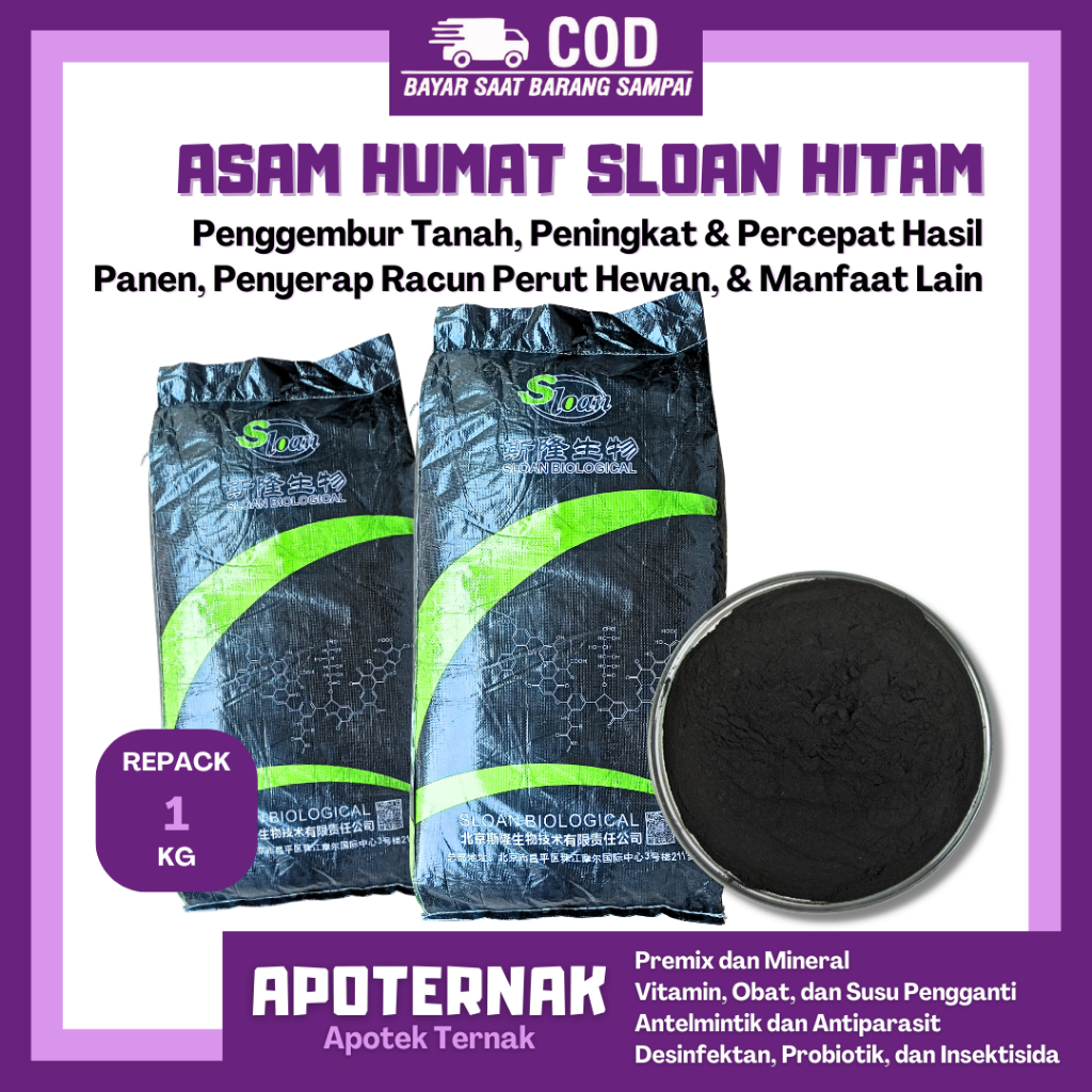 Jual ASAM HUMAT Kelarutan 85% 1 KG Sloan Biological Sak Hitam Hijau - Pupuk Pembenah Tanah ...