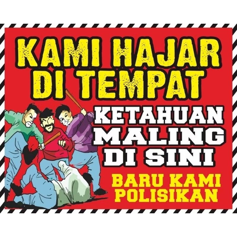 Jual SPANDUK BACKDROP BANNER INFORMASI TULISAN HATI HATI WASPADA MALING ...