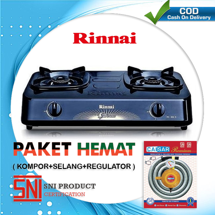 Jual Rinnai Kompor Gas 2 Tungku RI 302 S - Kompor Rinnai 2 Tungku Sun Burner Api Biru Body ...