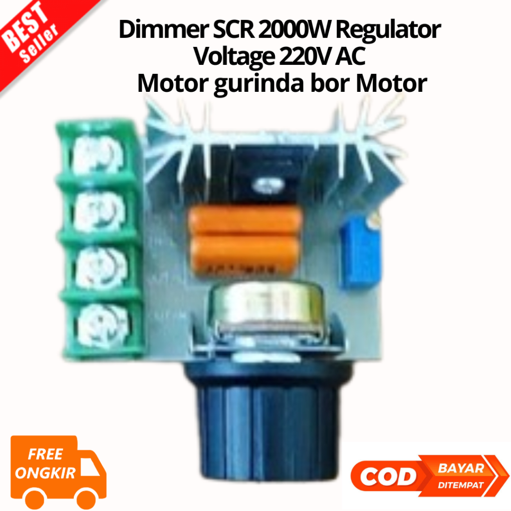 Jual [JIB] BAYAR DI TEMPAT Dimmer SCR 2000W Regulator Voltage 220V AC Motor gurinda bor Motor ...