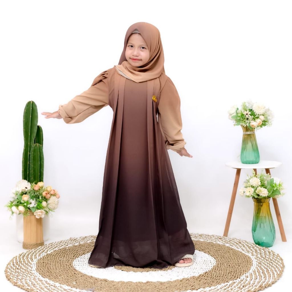 Jual Gamis anak usia 3-8tahun/Keysha Dress Set Hijab/Dress Gradasi ...