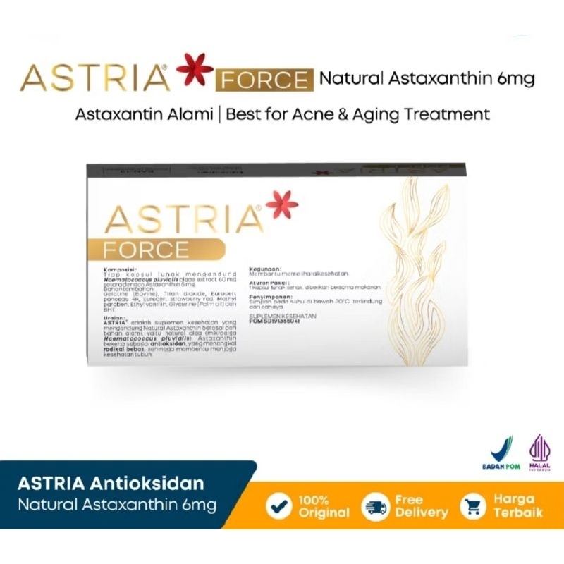 Jual Astria Suplemen Kesehatan dan Kecantikan Astaxantine Natural 4mg ...