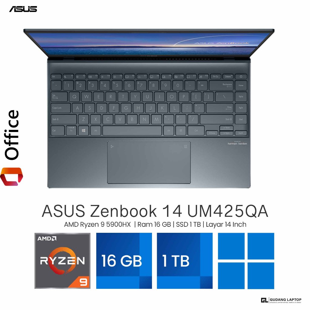 Jual Laptop ASUS Zenbook 14 UM425QA AMD Ryzen 9 5900HX Ram 16 GB SSD 1 ...