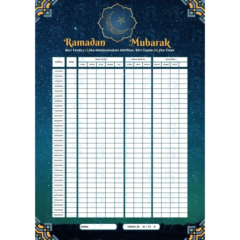 Jual Poster Checklist Kegiatan Ramadhan Agenda Puasa hanya PDF untuk ...