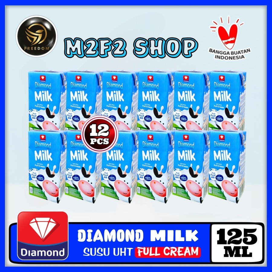 Jual DIAMOND MIlk Susu Kotak UHT Full Cream | Plain - 125 ml (Kemasan 12 Pcs) | Shopee Indonesia