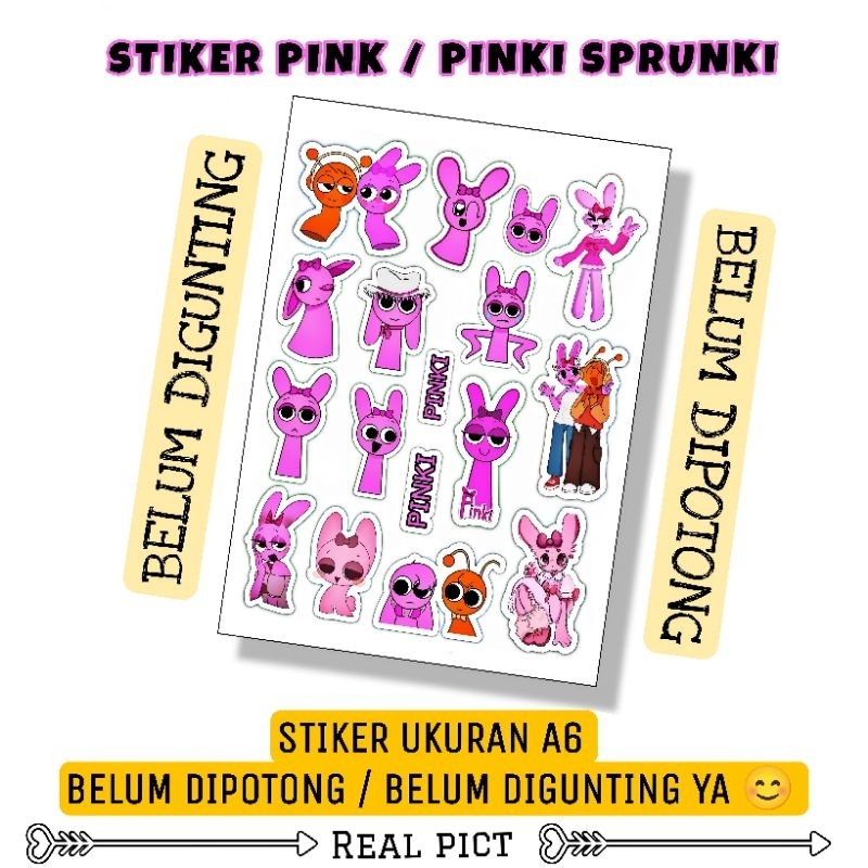 Jual STIKER PINK / PINKI SPRUNKI / STIKER BELUM DIPOTONG BAHAN VINYL ...