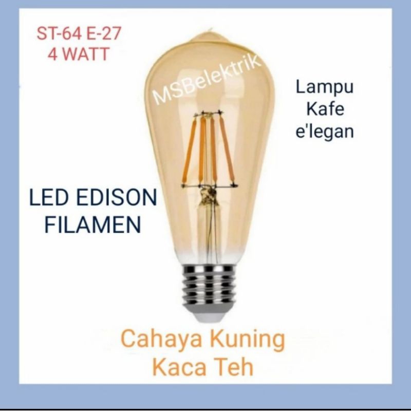 Jual LAMPU LED FILAMEN EDISON ST 64 KACA TEH, FITTING E-27 | Shopee ...