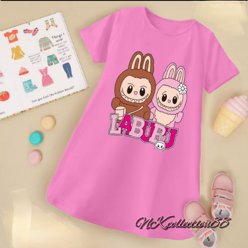 Jual Daster anak sehari hari lucu//LABUBU daster anak 2-12 tahun//bahan ...