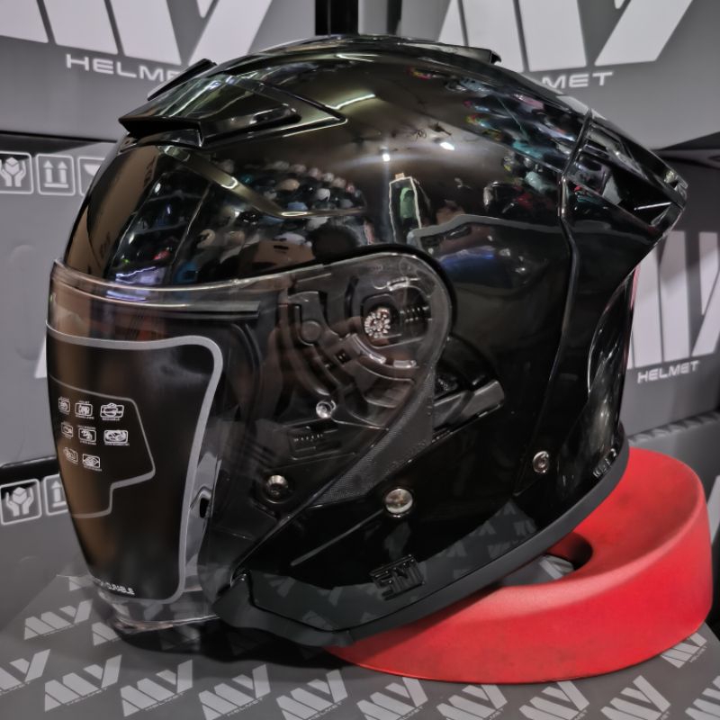 Jual my helmet D3 black glossy premium original | Shopee Indonesia