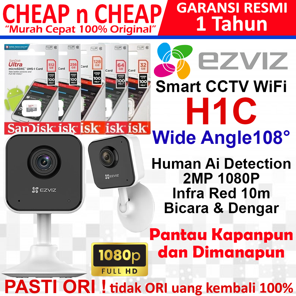 Jual Ezviz H1C Wide Angle Indoor 2MP 1080P - CCTV Wifi Wireless Camera ...