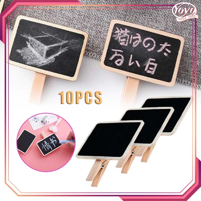 Jual 10pcs Mini Chalkboard Clip Jepitan Kayu Mini Blackboard Papan ...