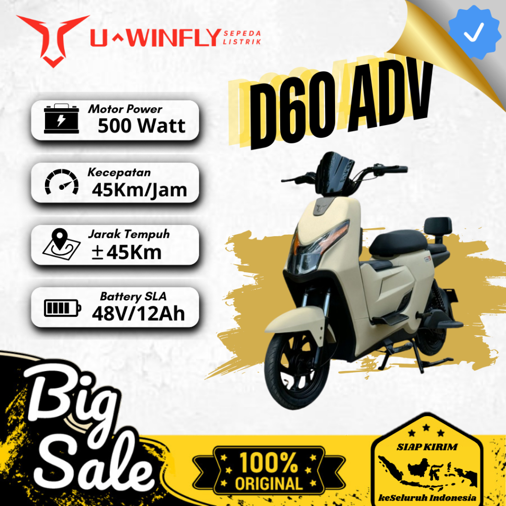 Jual Sepeda Listrik Uwinfly D60 ADV [450watt] 48v/12Ah Garansi Resmi Uwinfly Indonesia | Shopee ...