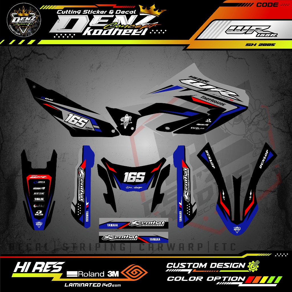 Jual DECAL STICKER YAMAHA WR 155 NEW FREE FULL CUSTOM NO NAMA SPONSOR ...