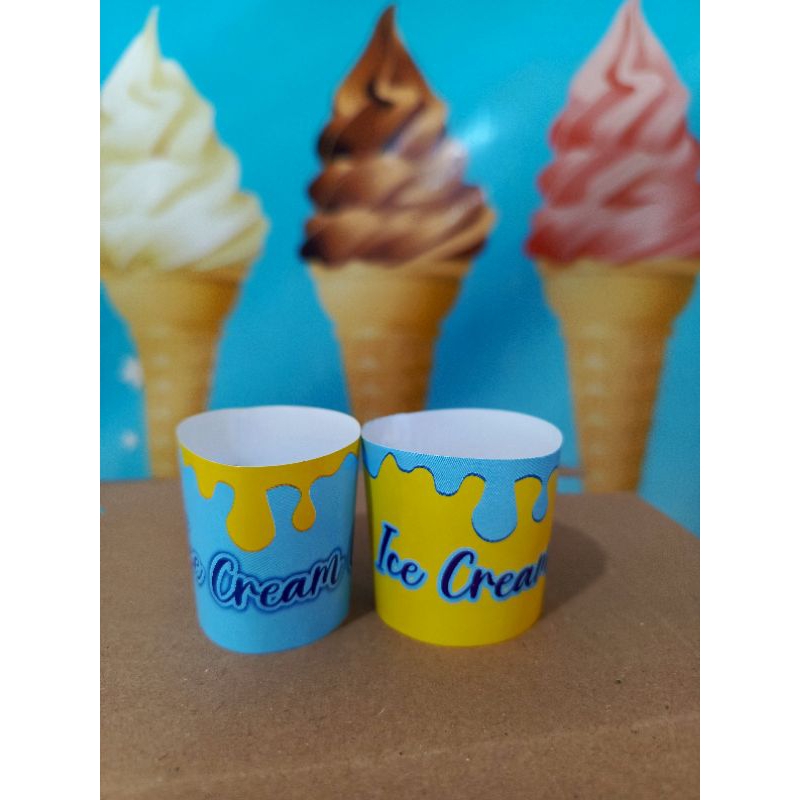 Jual kertas cone McD papper sleeve kertas Kon MC*D kertas ice cream ...