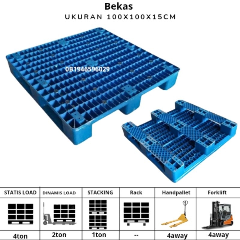 Jual PALLET PLASTIK BEKAS UK 100X100X15CM PALET PLASTIK TATAKAN BARANG DI GUDANG | Shopee Indonesia