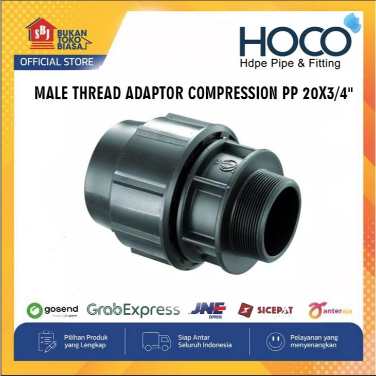 Jual Hoco Male threaded adaptor compression HDPE ukuran 20x3/4 | Shopee ...