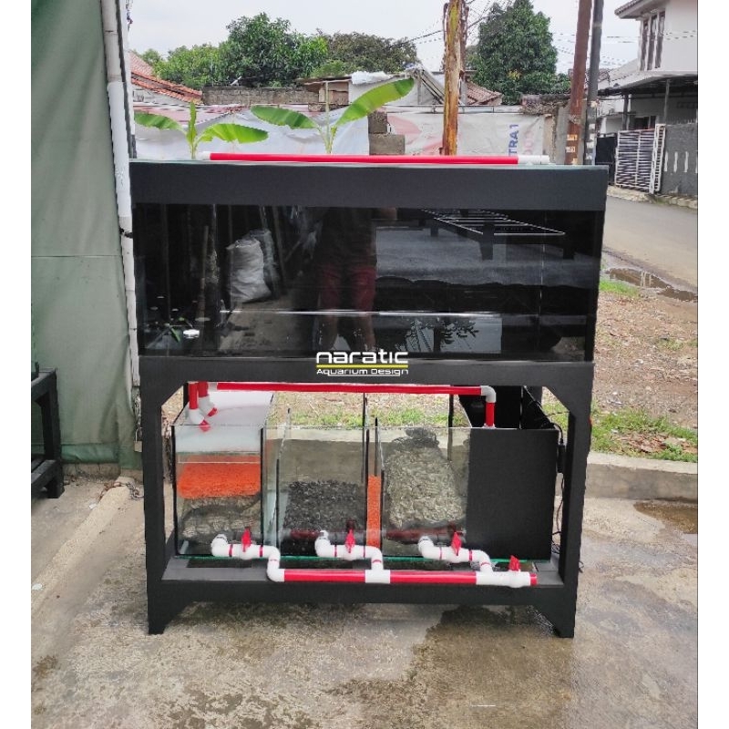 Jual Aquarium fullset 120x50x50 10mm set sump filter wet dry backwash ...