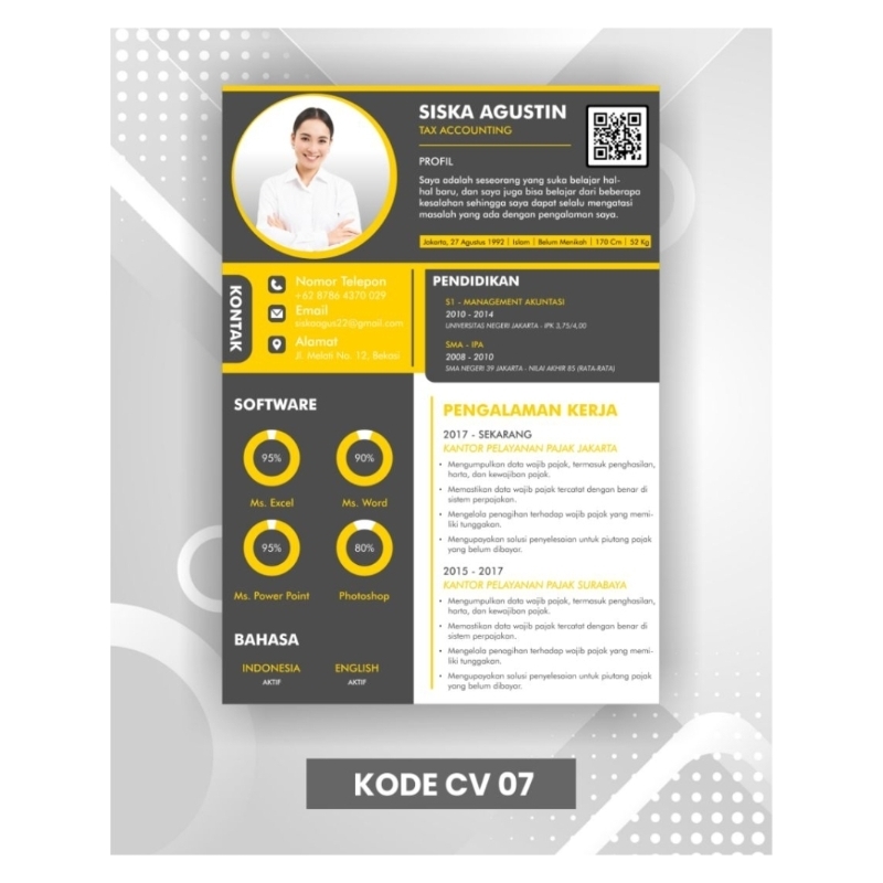 Jual CV Lamaran Kerja/CV Resume/CV Satu Jam Jadi/CV Murah/Template CV ...