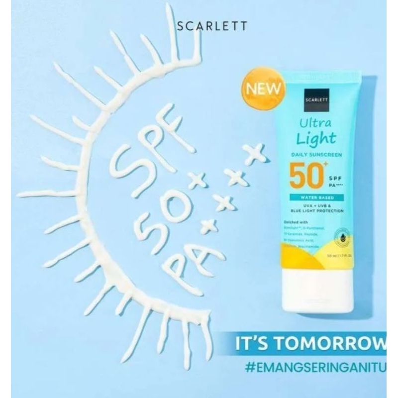 Jual Scarlett Ultra Light Daily Sunscreen SPF 50+ PA++ + UVB & Blue Protection | Shopee Indonesia