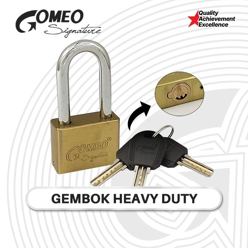 Jual GOMEO Signature Gembok Heavy Duty Leher Panjang Pendek 40 50 60 mm ...