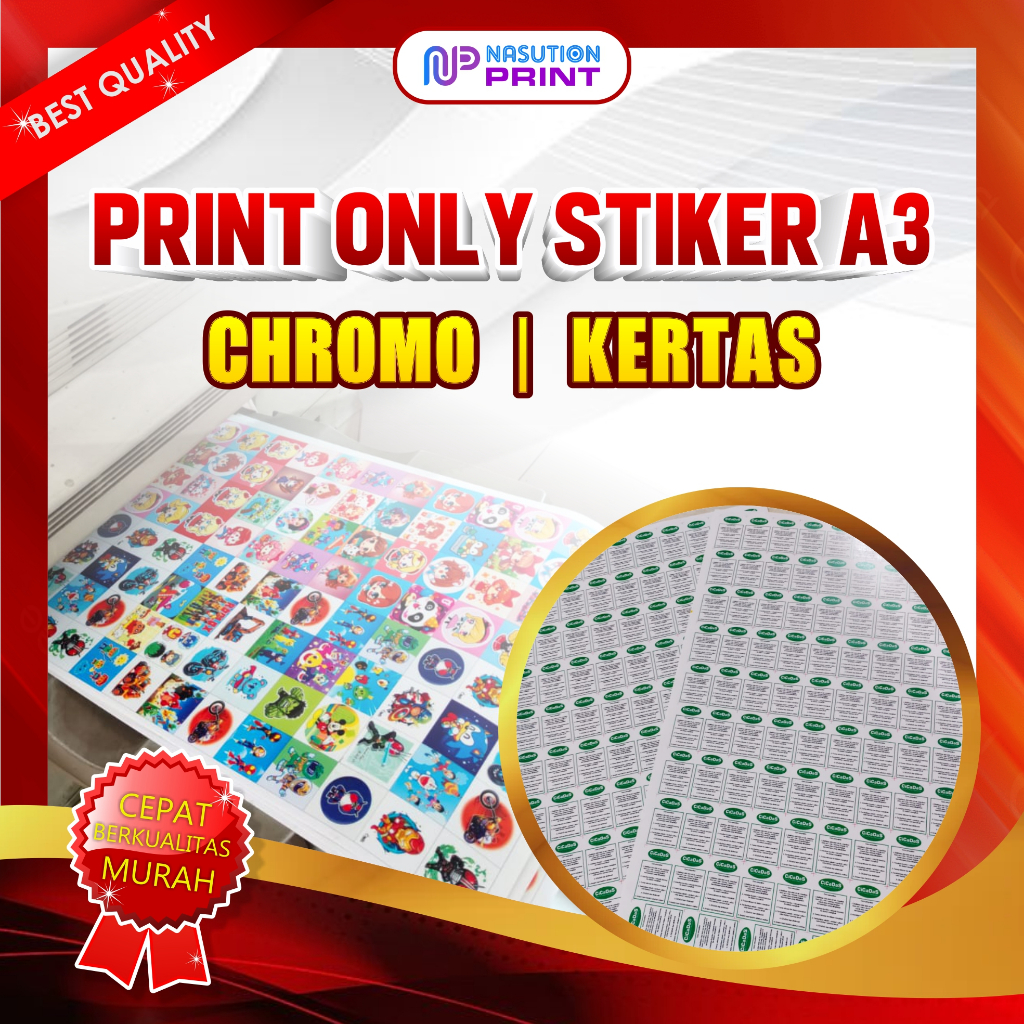 Jual STIKER CHROMO A3+ | Stiker Label makanan | Stiker Logo | (Print ...