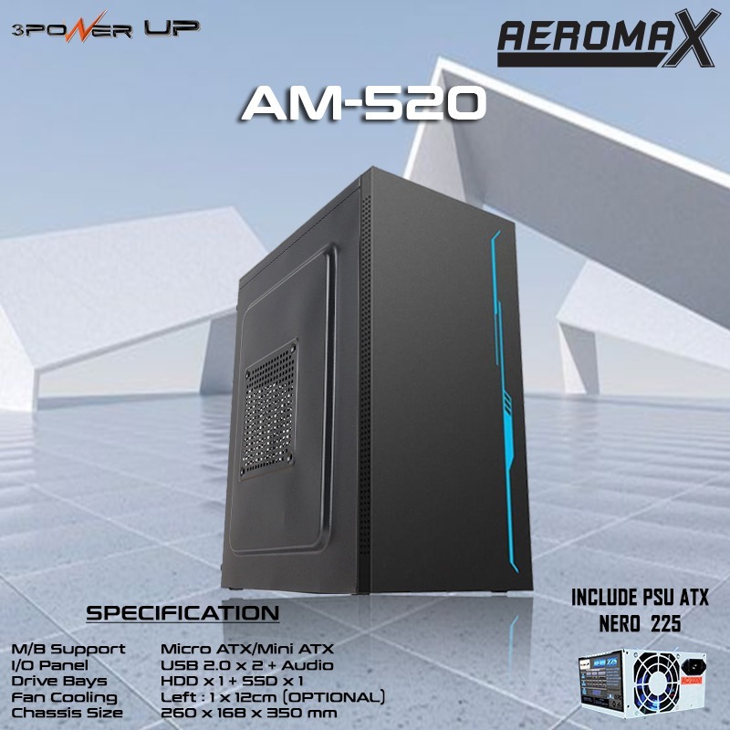 Jual Casing PC 3 Power Up AEROMAX AM-520 with PSU NERO-225 500Watt ...