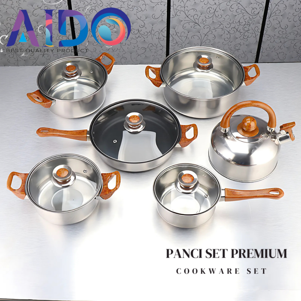 Jual Panci Set Stainless stell 12Pcs Panci Set Cookware Panci Set ...