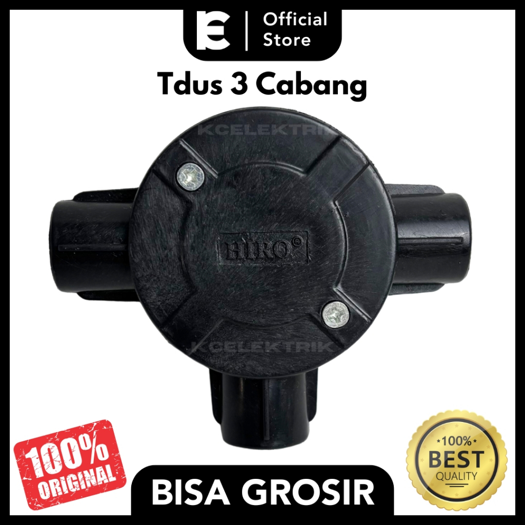 Jual T Dus 3 Cabang 20mm HIRO Hitam untuk Sambungan Pipa Kabel Listrik ...