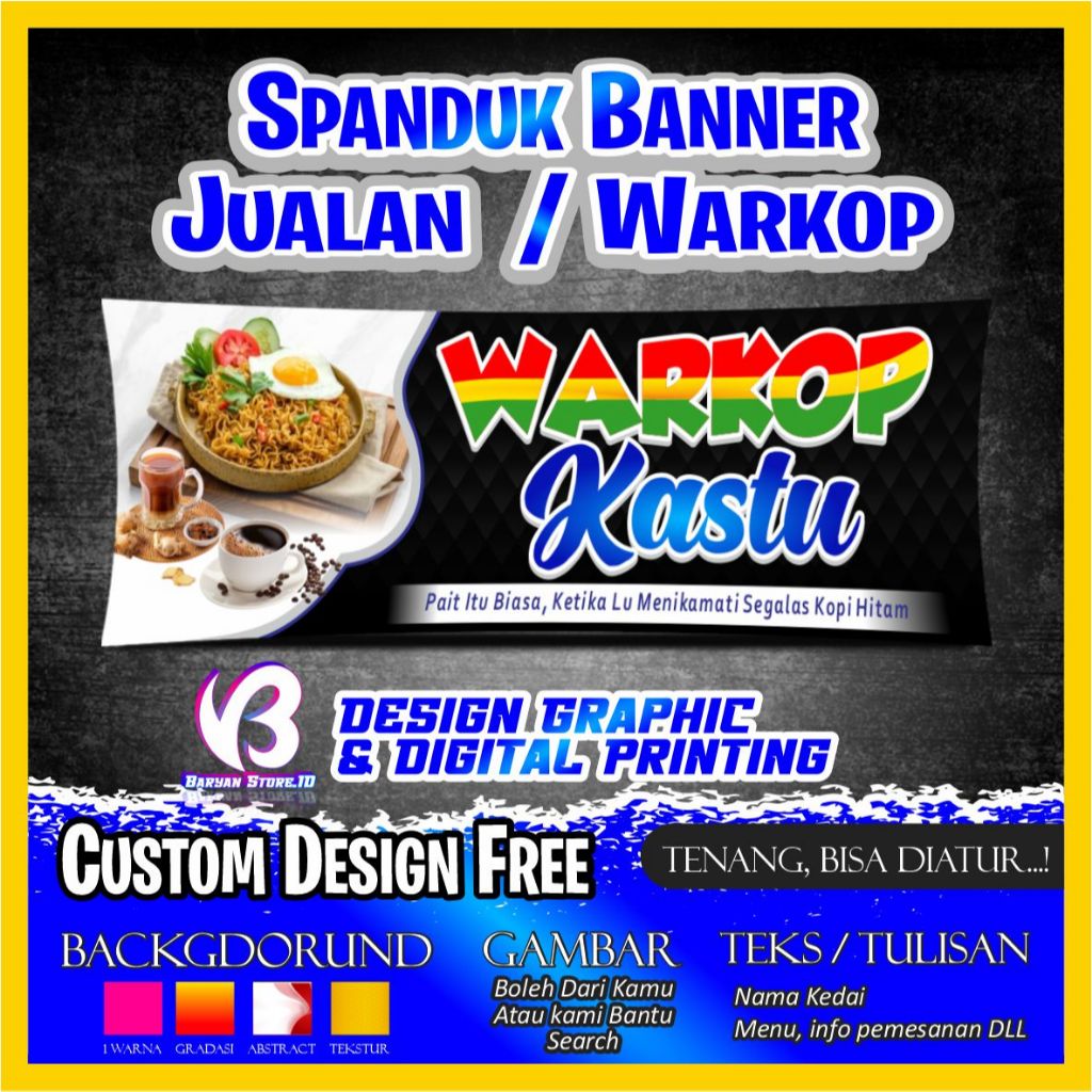 Jual Spanduk Banner Jualan Warkop Custom Design Free | Shopee Indonesia