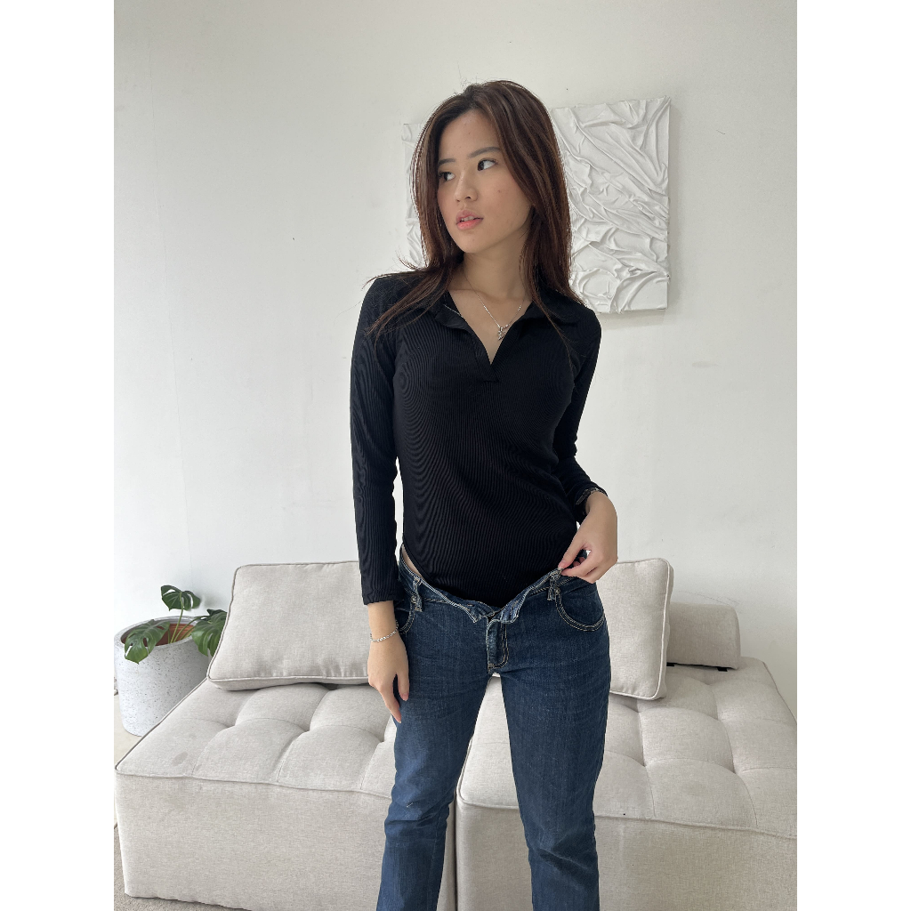 Jual [Lolabae] RUBY Bodysuit Wanita Long Sleeve | Bodysuit Rajut Basic ...