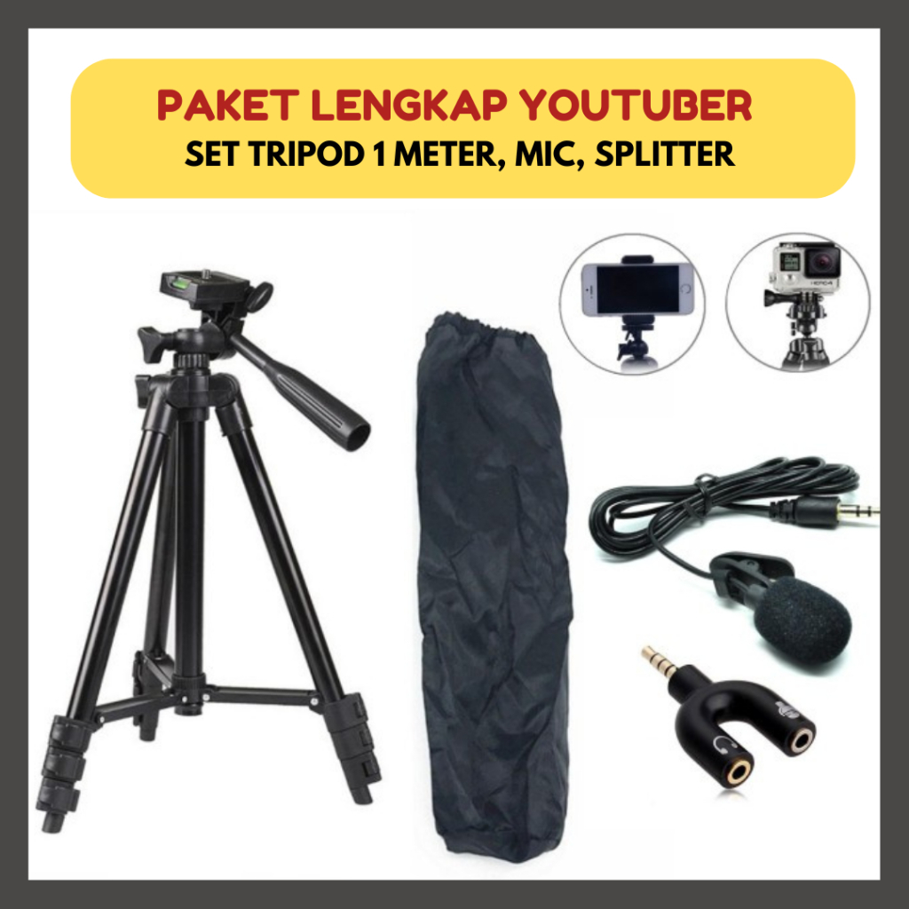 Jual PAKET YOUTUBER VLOG SMULE ALAT REKAMAN WITH TRIPOD AND MIC CLIP ON ...