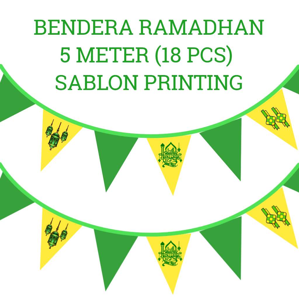 Jual isi 18 pcs panjang 5 meter Bendera Lebaran 2025 Ramadhan warna ...