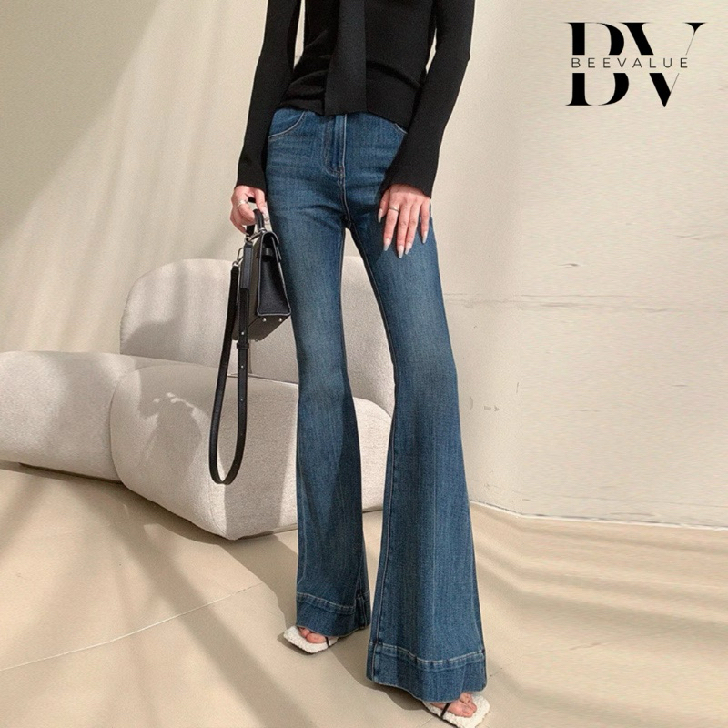 Jual [Beevalue] Celana Cutbray Flare Wanita Highwaist Elegan Bahan Denim Stretch Korean Style ...