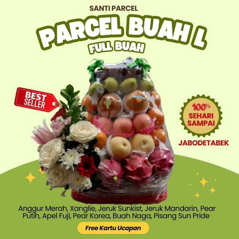 Jual parcel buah campuran exotis dengan tambahan bunga | untuk nikahan ...
