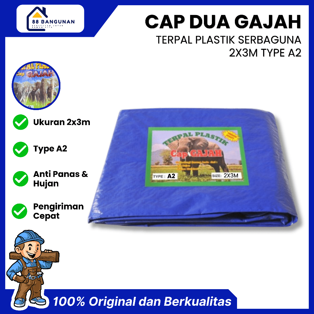 Jual TERPAL PLASTIK CAP GAJAH SERBAGUNA A2 UKURAN 2X3 METER | Shopee ...