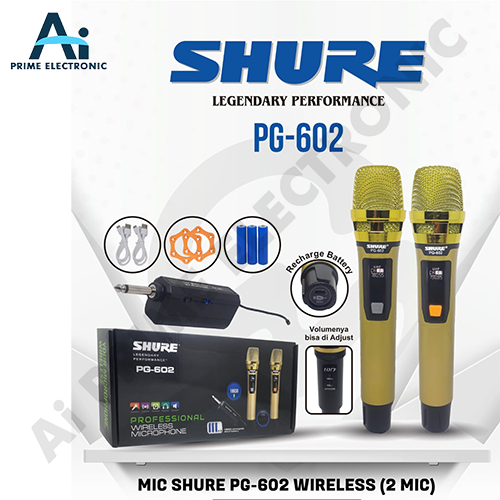 Jual SHURE PG 602 Mic Mix Michropone Wireless Mik double warna Gold Emas | Shopee Indonesia