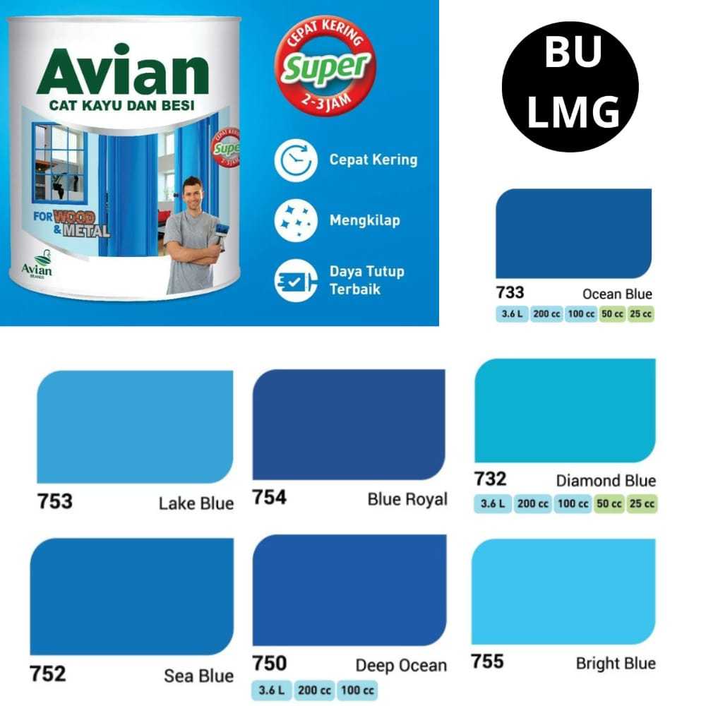 Jual Cat Avian Kayu Dan Besi || Cat Warna Biru || Cat Warna Tosca ...