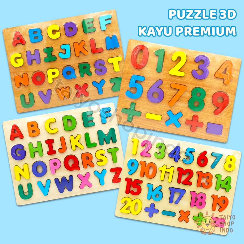 Jual TAIYO Puzzle Kayu 3D Premium Besar Huruf Angka Jumbo Edukasi ...